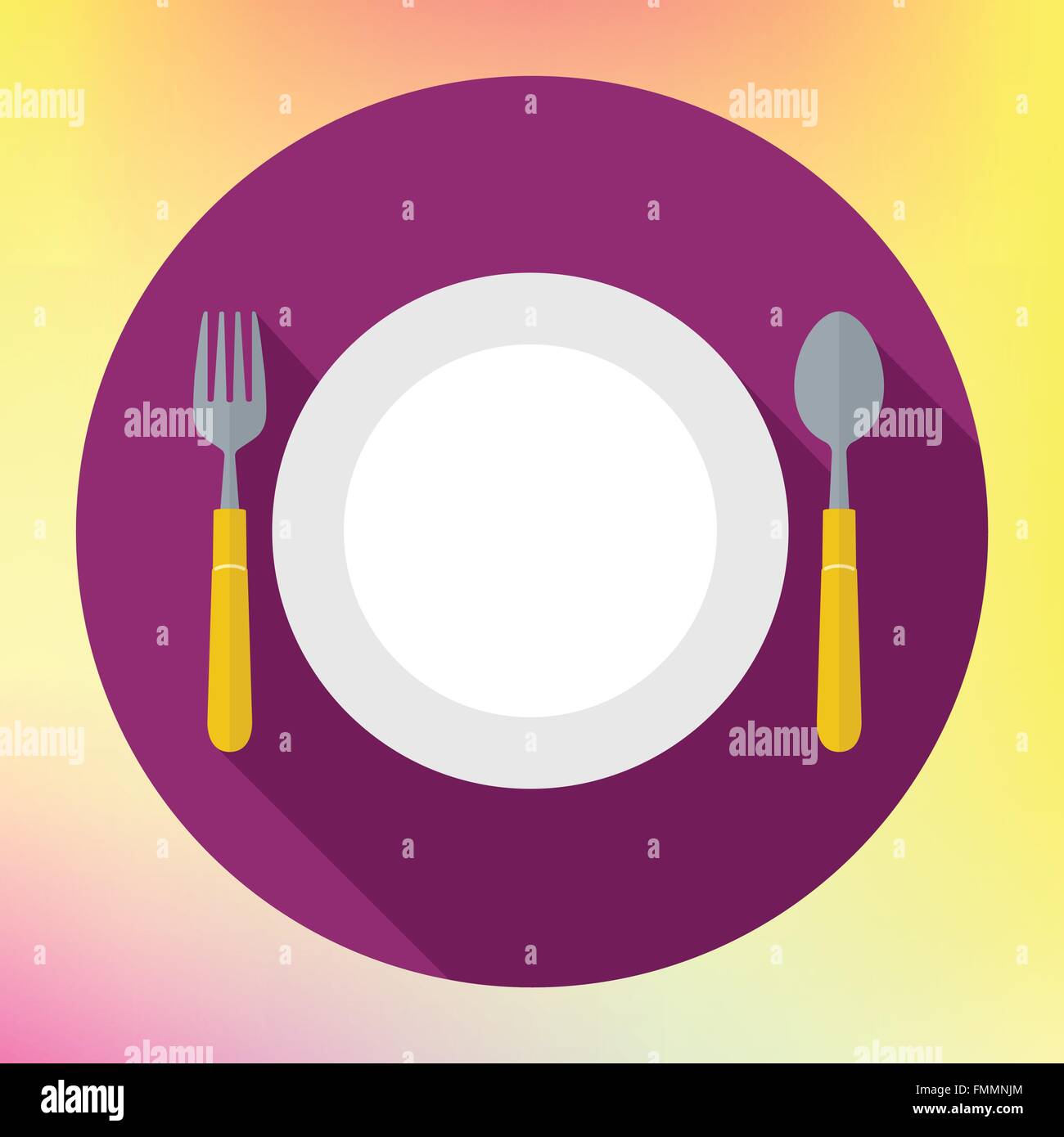 Flat Dinner Plate spoon Fork Stock Vector Image & Art - Alamy