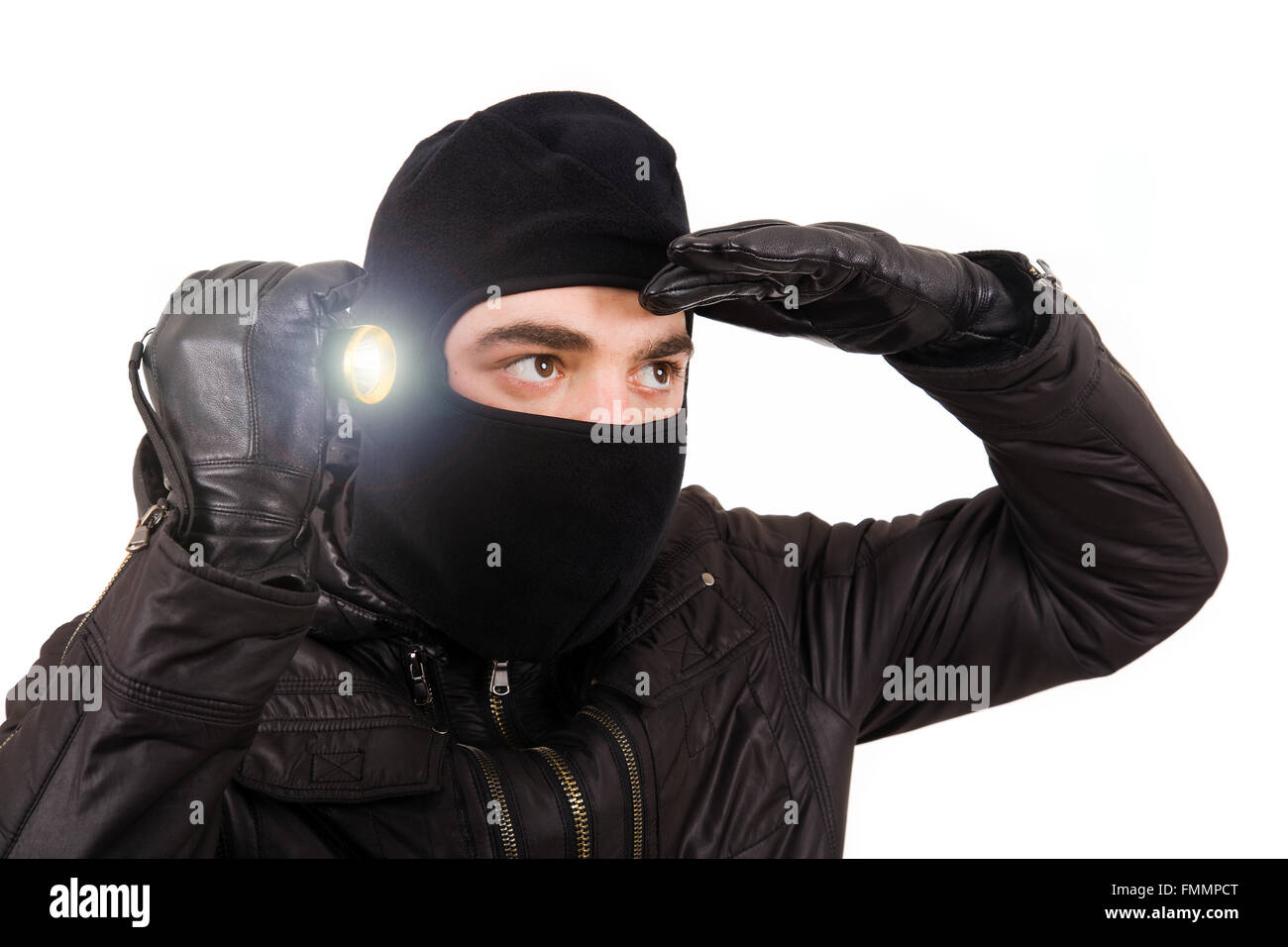 Thief robbery mask holding flashlight hi-res stock photography and ...