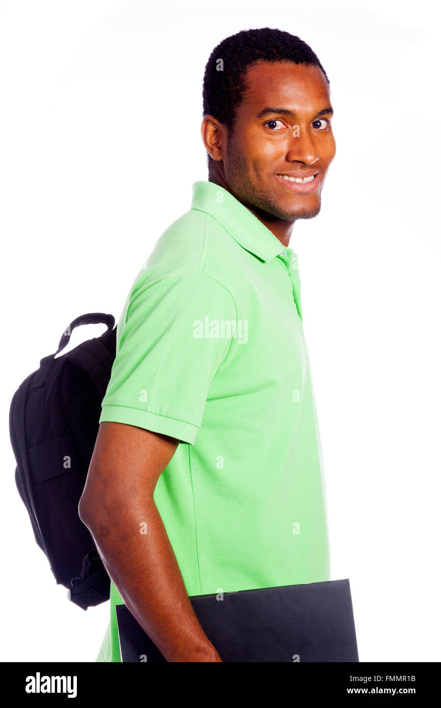 Portrait of a student smiling - isolated over a white background Stock ...
