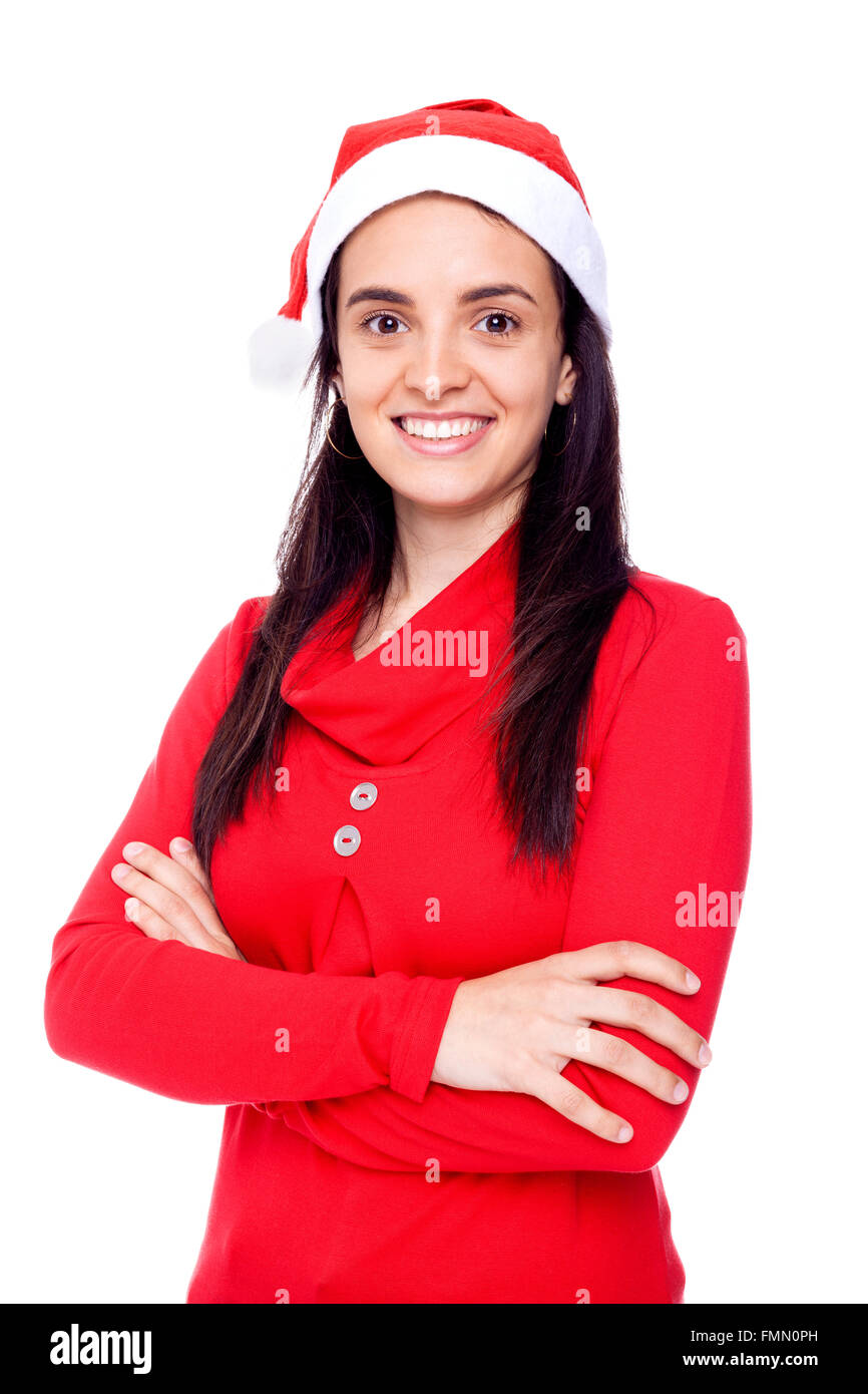 Santa girl isolated on a white background Stock Photo - Alamy