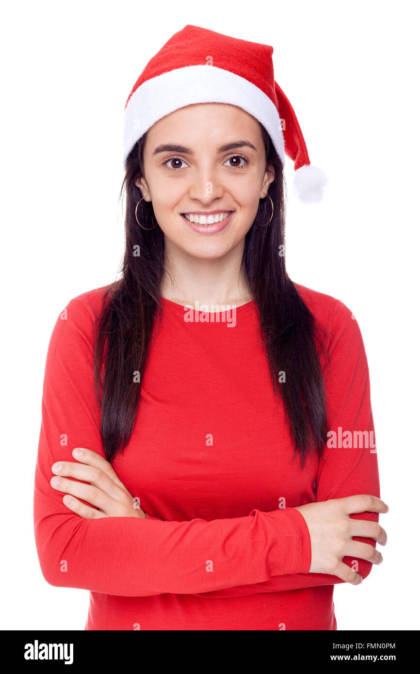 Santa girl isolated on a white background Stock Photo - Alamy