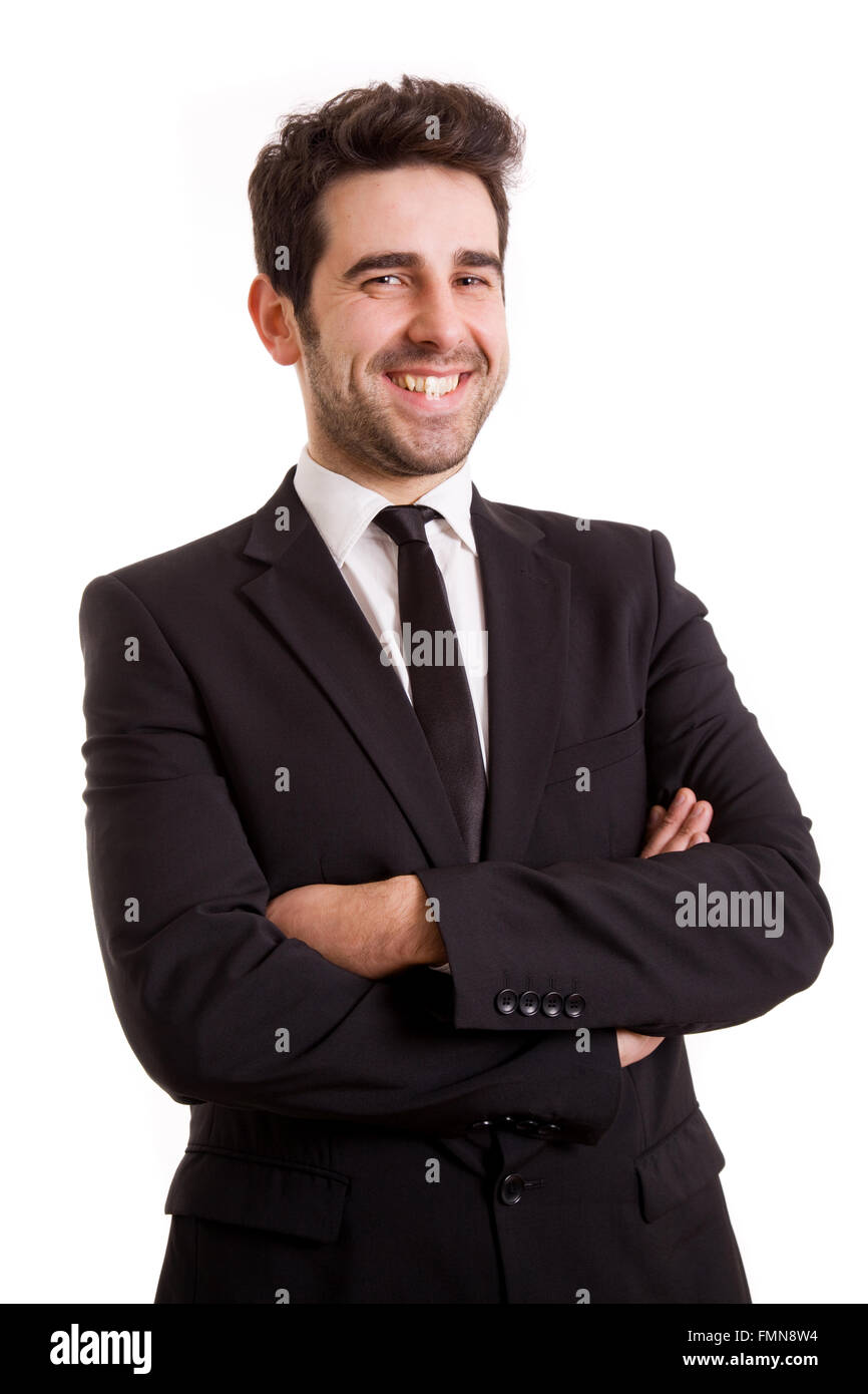 Smiling young business man isolated on white background Stock Photo - Alamy