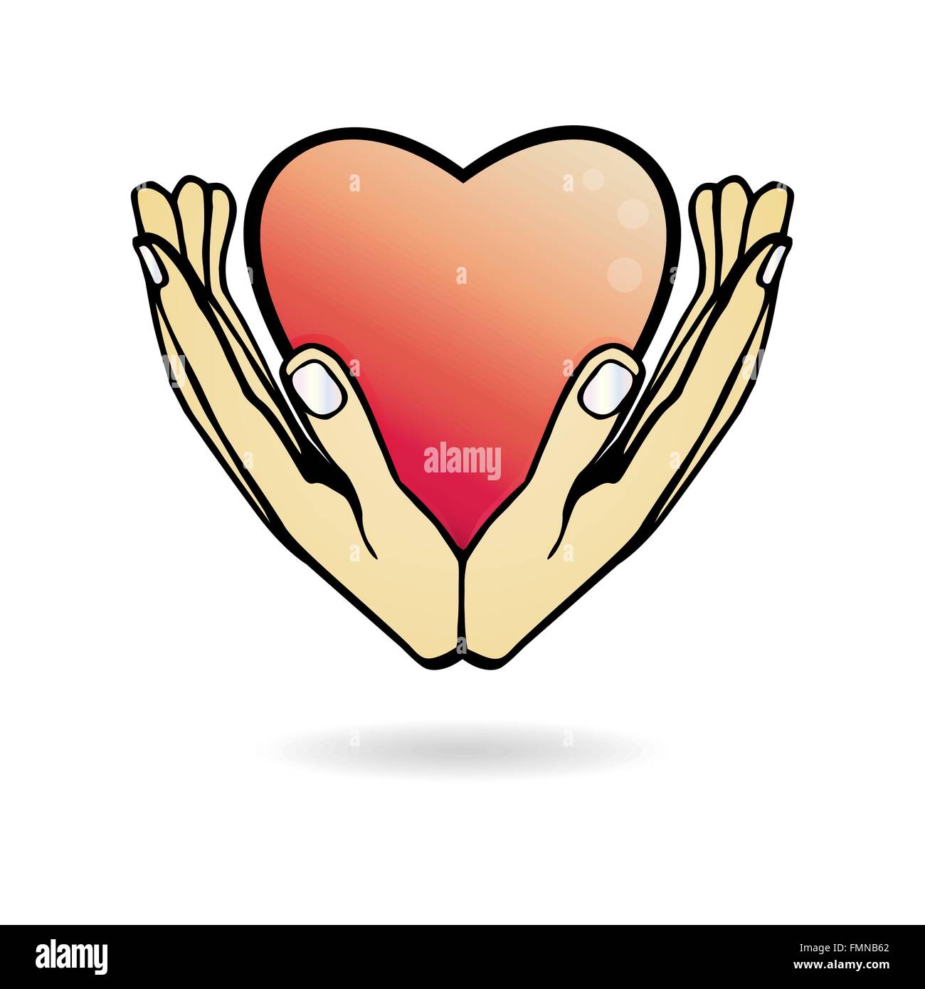 Tender care. Feel secure. Feeling of safety. Hands holding heart Icon ...