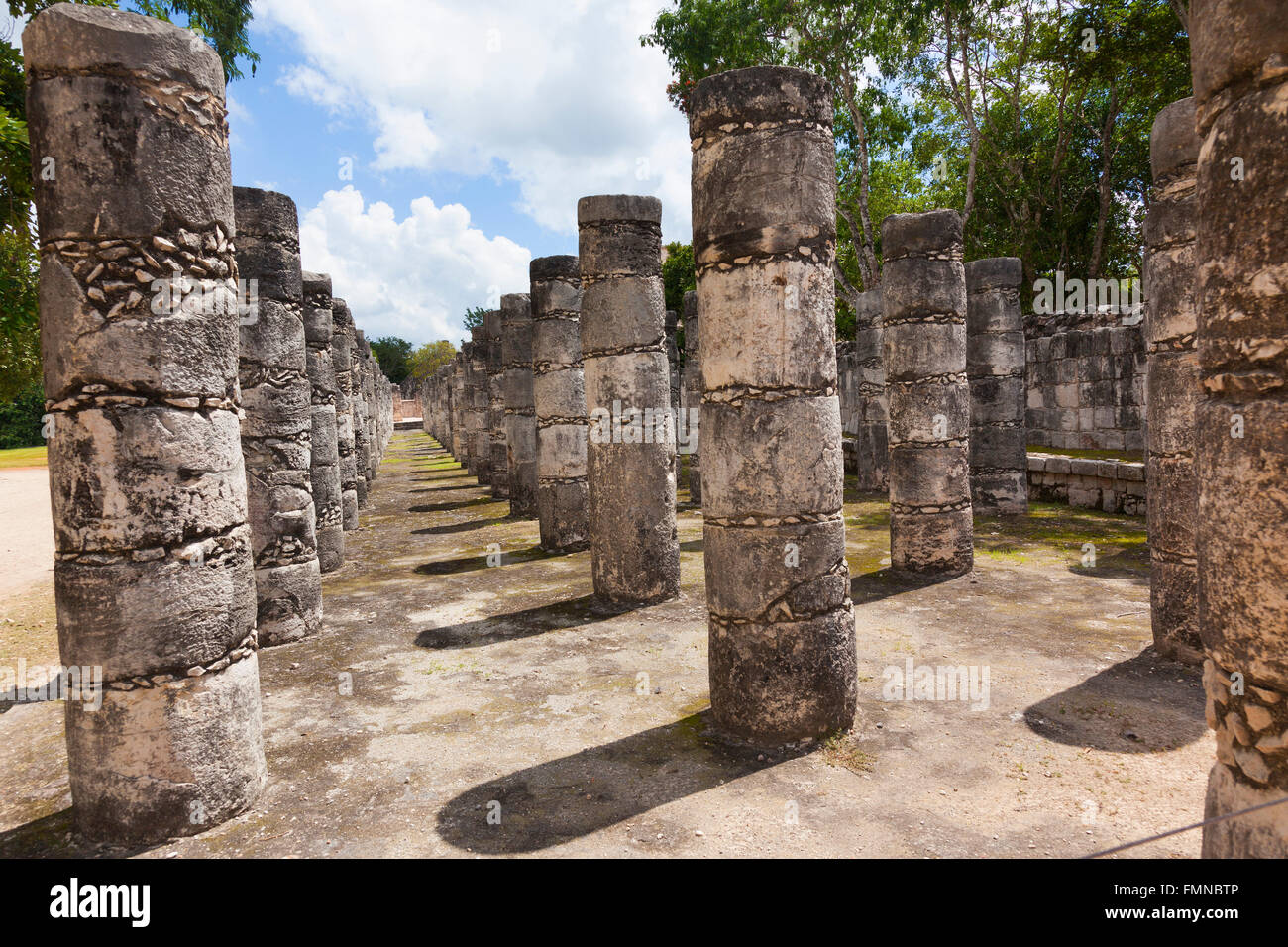 Columns in the Temple of a Thousand Warriors, Mexico Stock Photo - Alamy