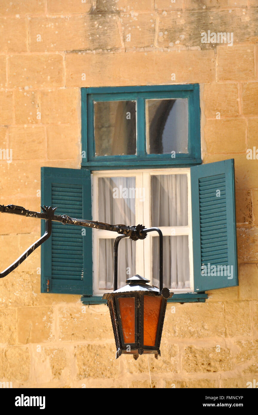 Valletta, Malta. Window & street lamp Stock Photo - Alamy