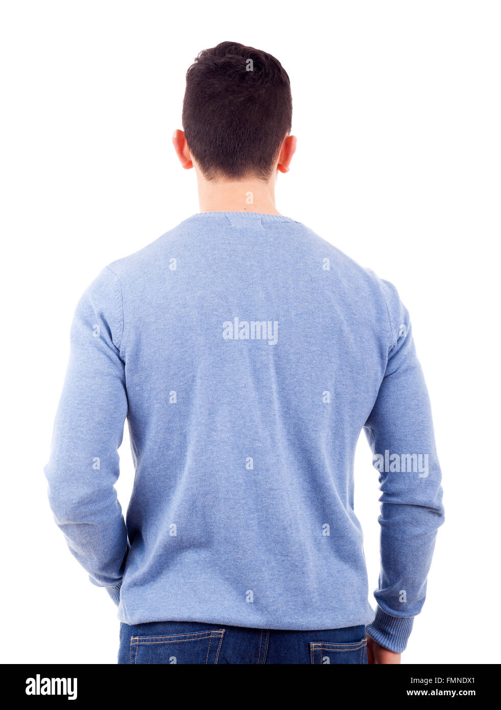 Young casual man from back, isolated on white Stock Photo - Alamy