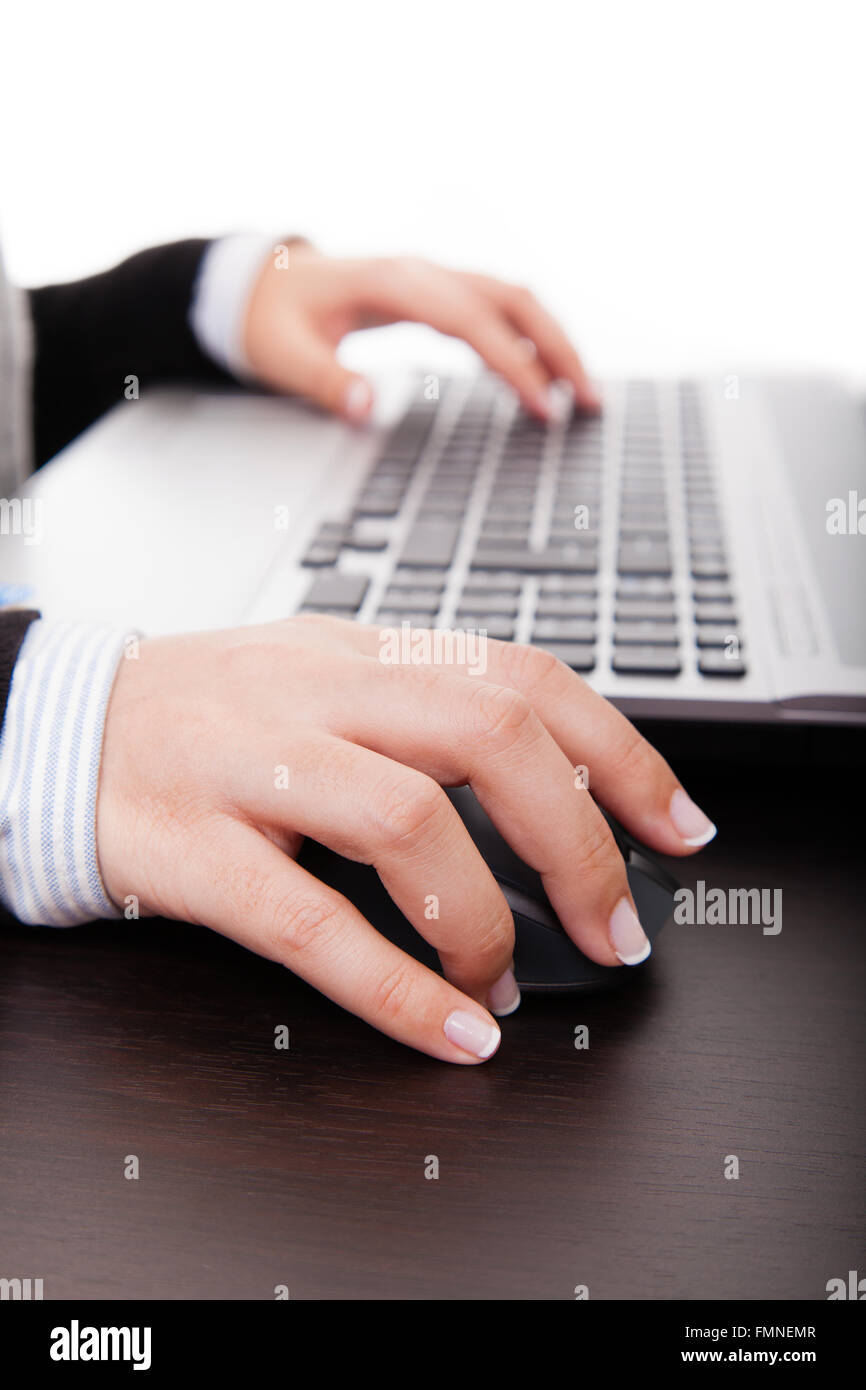 Female hands typing on a laptop Stock Photo - Alamy