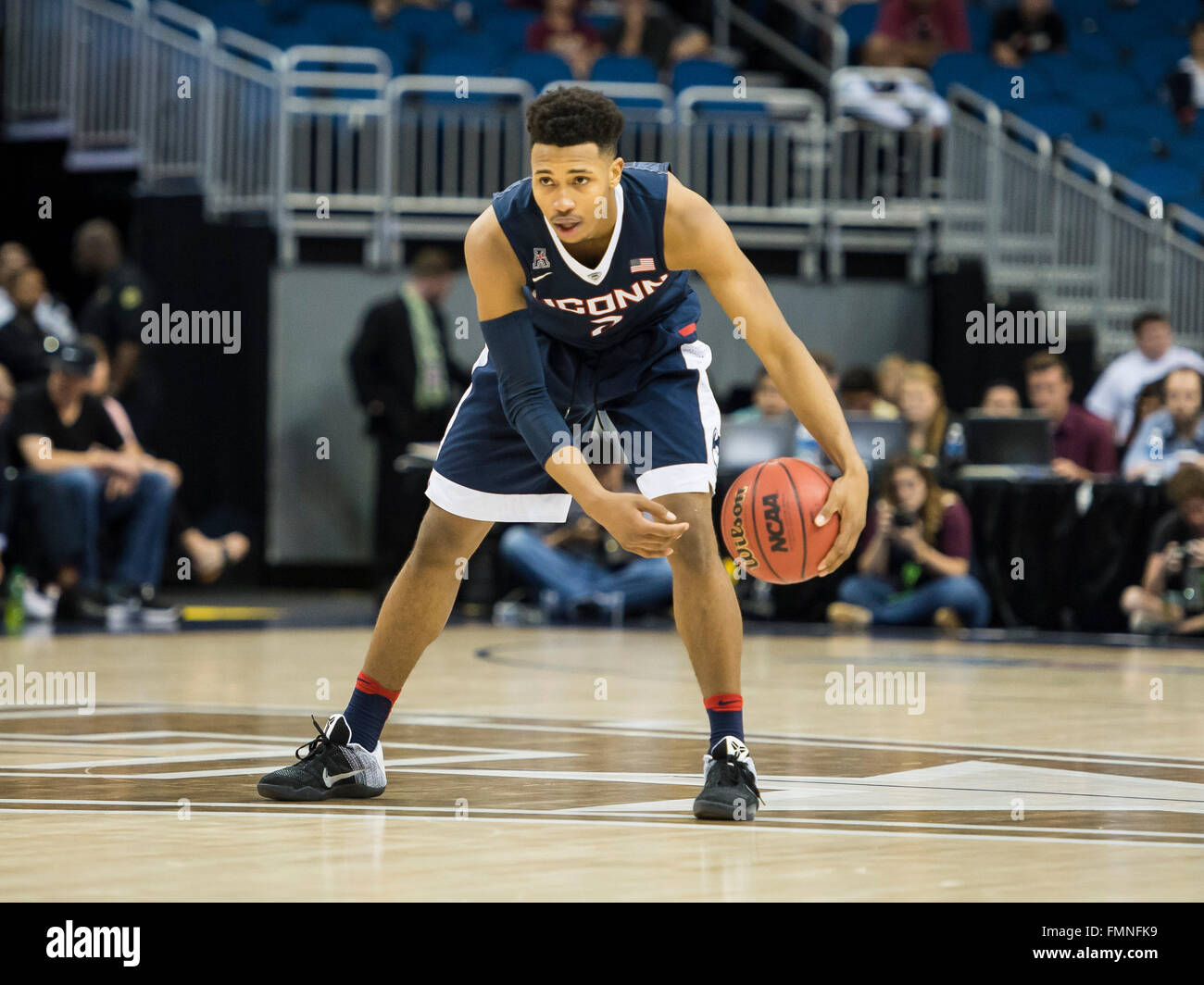 Orlando, FL, USA. 12th Mar, 2016. Connecticut guard Jalen Adams (2 ...
