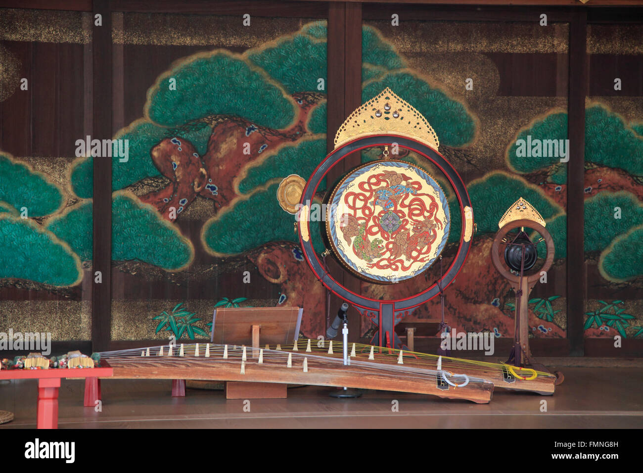 Japan; Kyoto; Fushimi Inari Taisha Shrine, musical instruments, koto ...