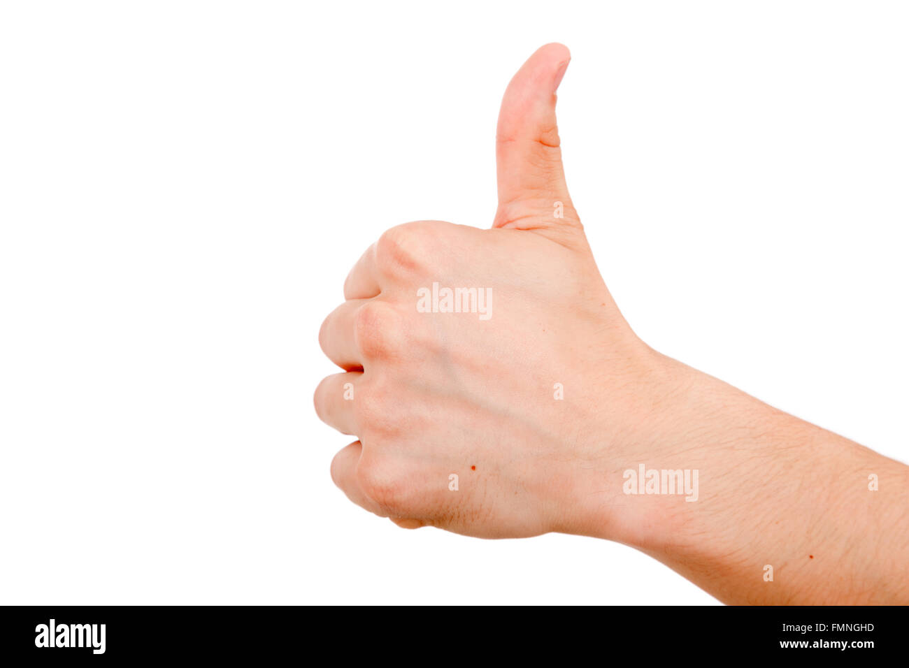 men's hand make thumbs up isolated over white Stock Photo - Alamy