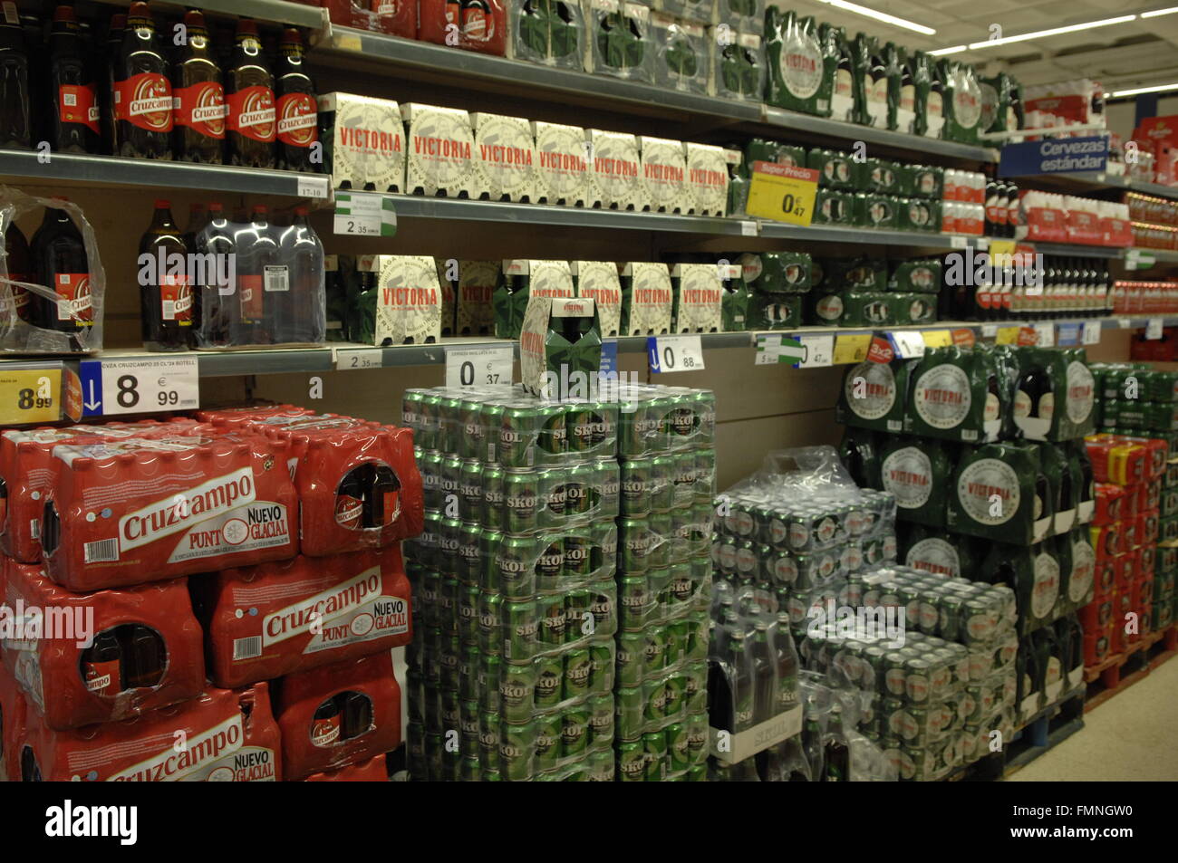 A generic image of the alcohol section of the groceries store Stock ...