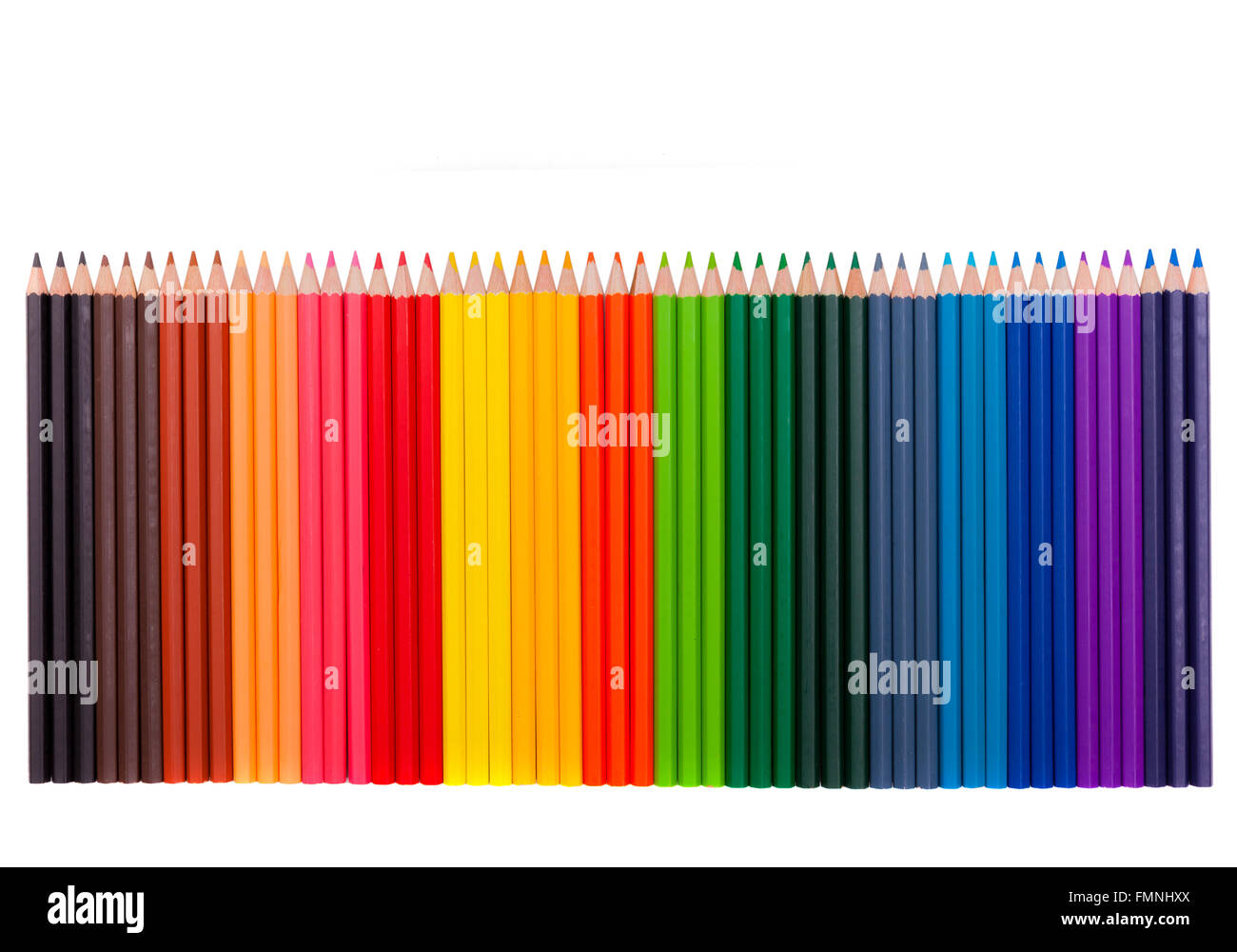 Row of colour pencils isolated on white background Stock Photo - Alamy