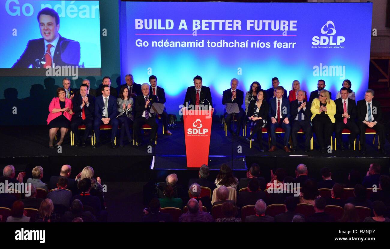 Derry, United Kingdom. 12th Mar, 2016. SDLP Leader Colum Eastwood MLA ...
