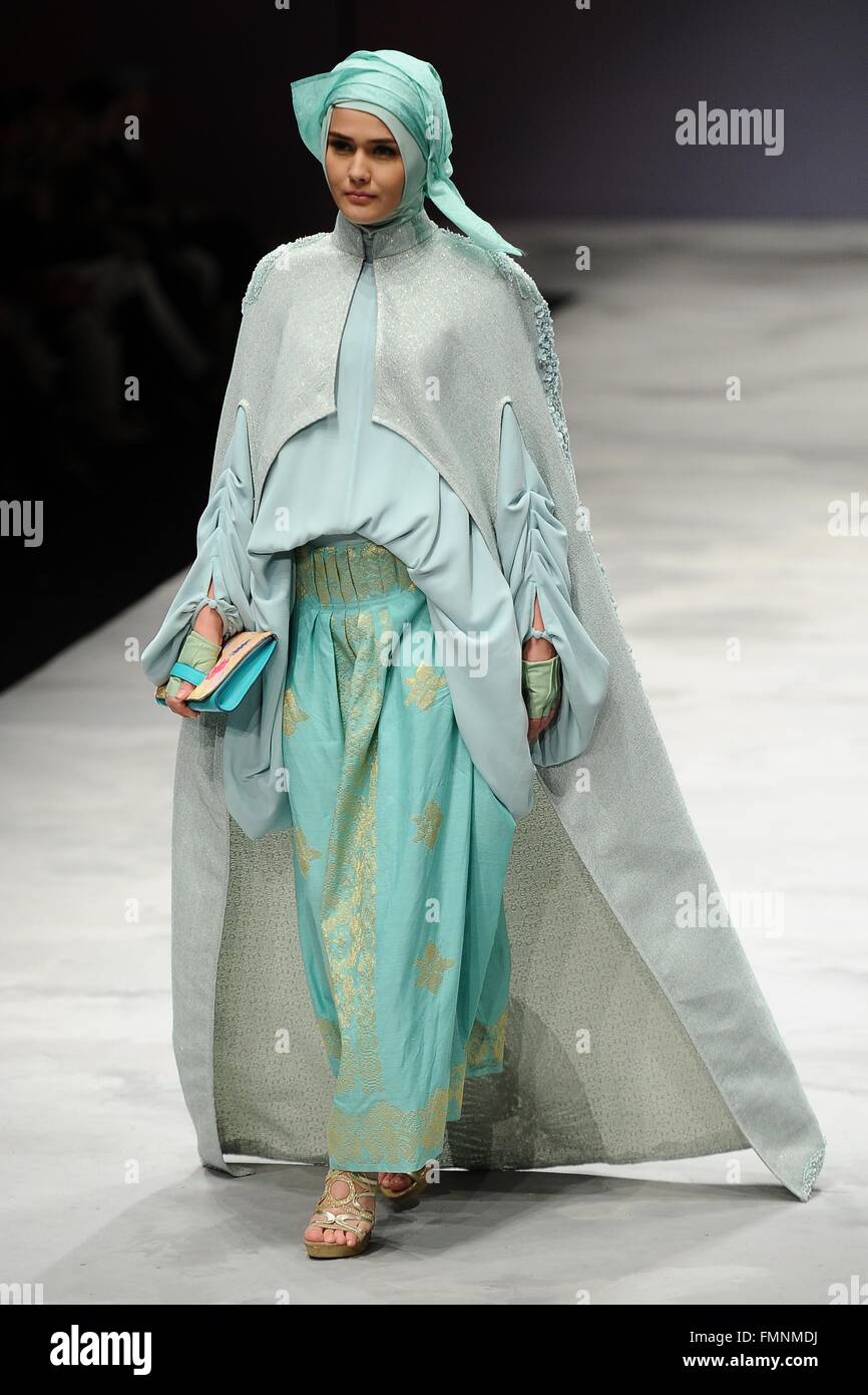 Jakarta, Indonesia. 12th Mar, 2016. A model showcases designs by Jeny ...