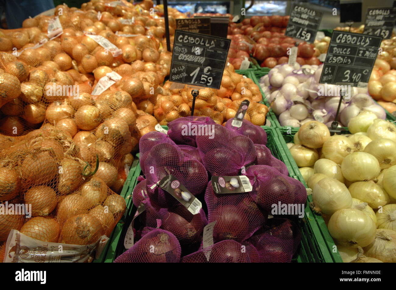 A image of a selection of vegetables on display in carrefour Stock ...