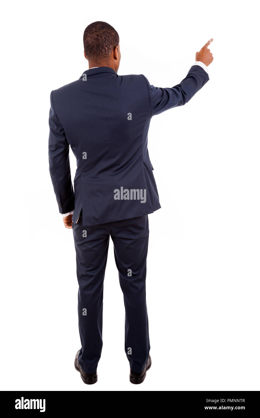 Full length of a African American business man pointing at something on ...