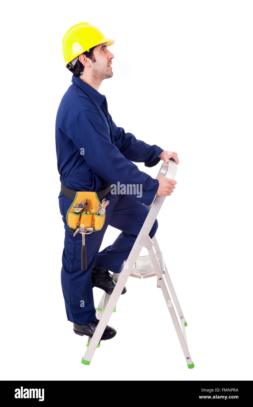 Man climbing ladder building repair hi-res stock photography and images ...