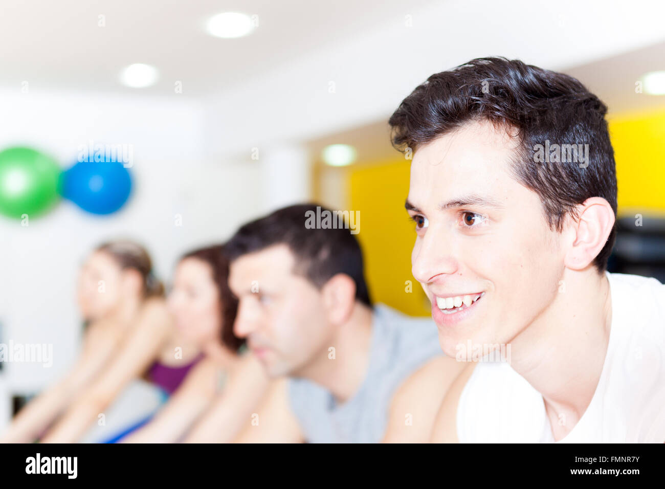 Group of people in the gym doing cardio training Stock Photo - Alamy
