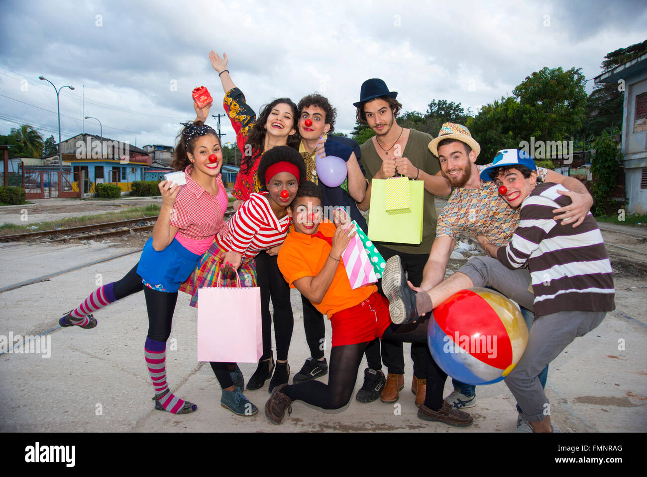 Group of people having fun outdoors Stock Photo - Alamy