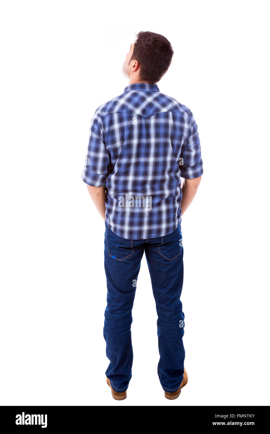 Young man from back, isolated on white Stock Photo - Alamy