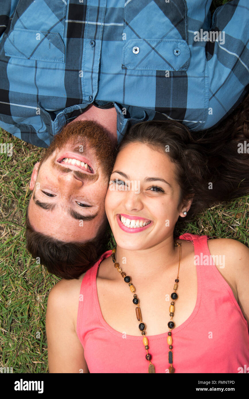 Two college students having good time in the outdoors Stock Photo - Alamy