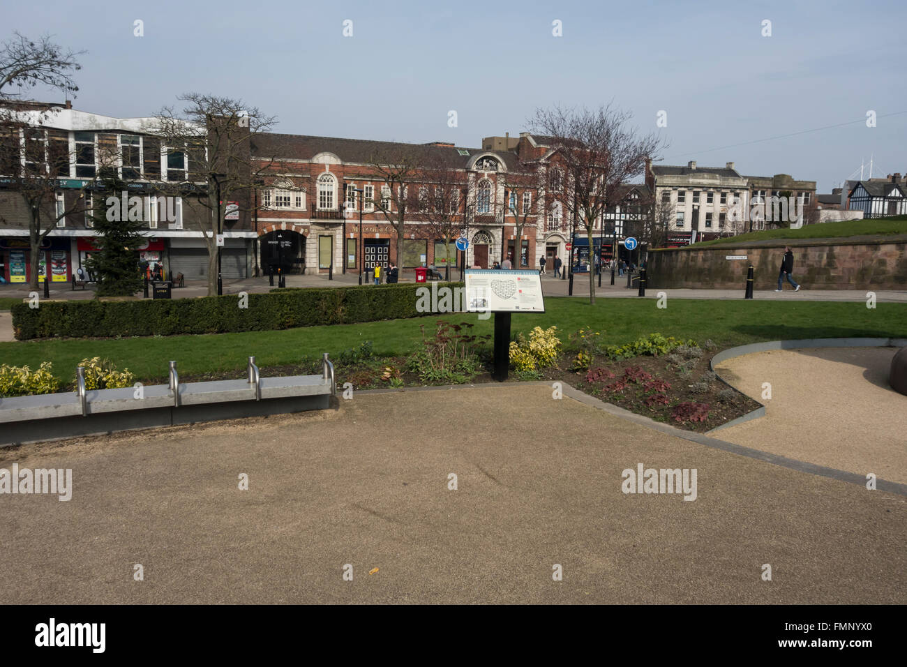Rotherham town centre and shops seen from Minster garden Stock Photo ...