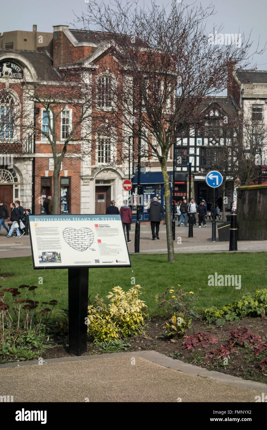 Rotherham town centre and shops seen from Minster garden Stock Photo ...