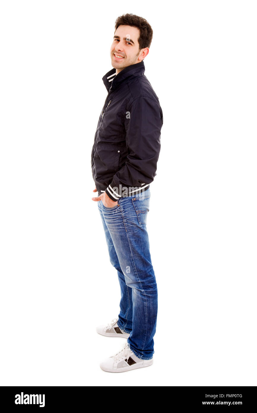 Handsome young casual man full body in a white background Stock Photo ...