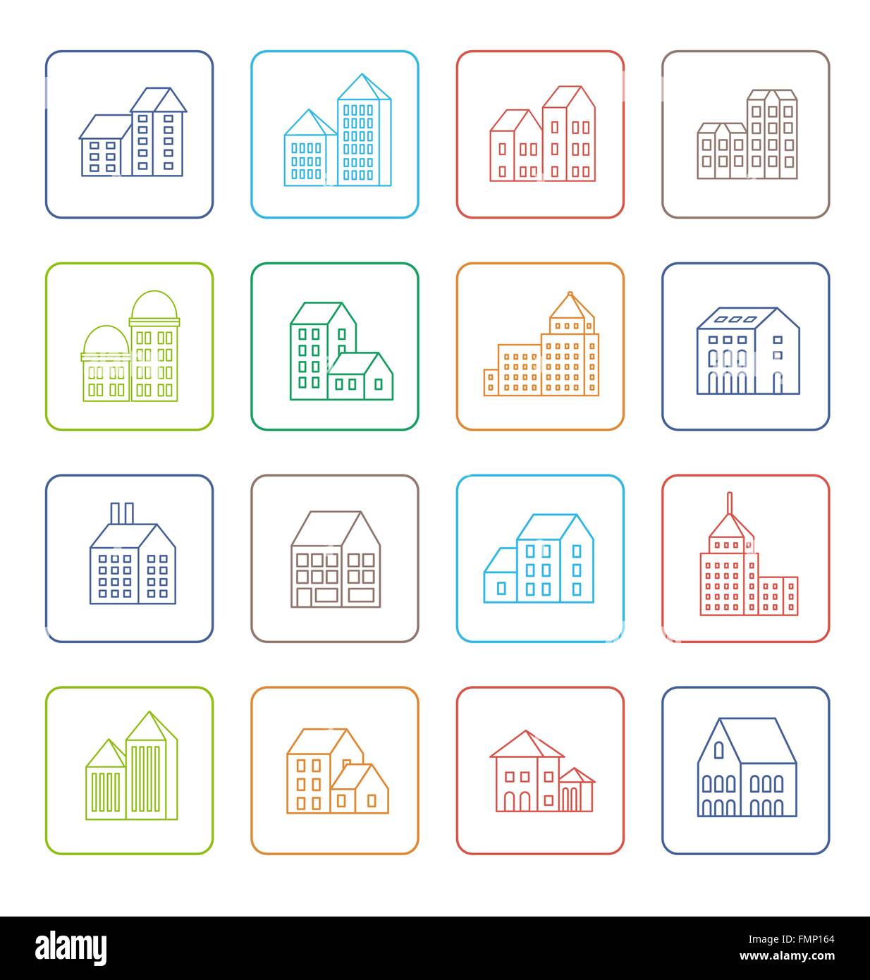 Linear city icons Stock Vector Image & Art - Alamy