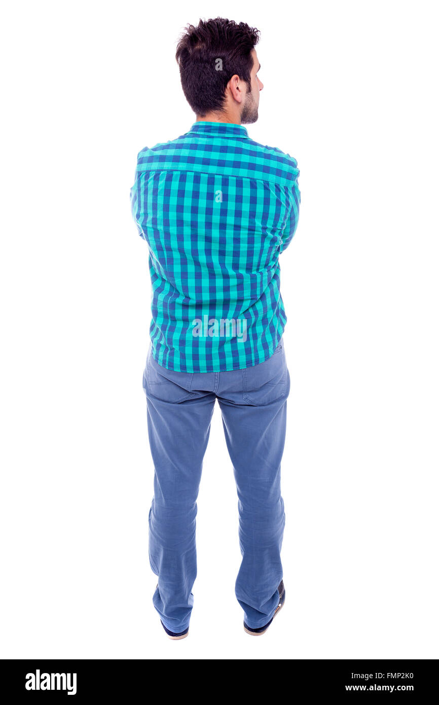 Casual man from the back, isolated on white background Stock Photo - Alamy