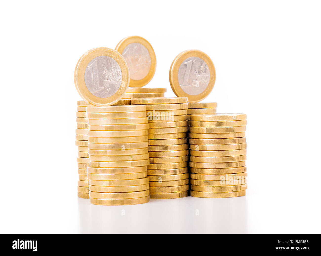 Stack made out of euro coins, isolated on white Stock Photo - Alamy