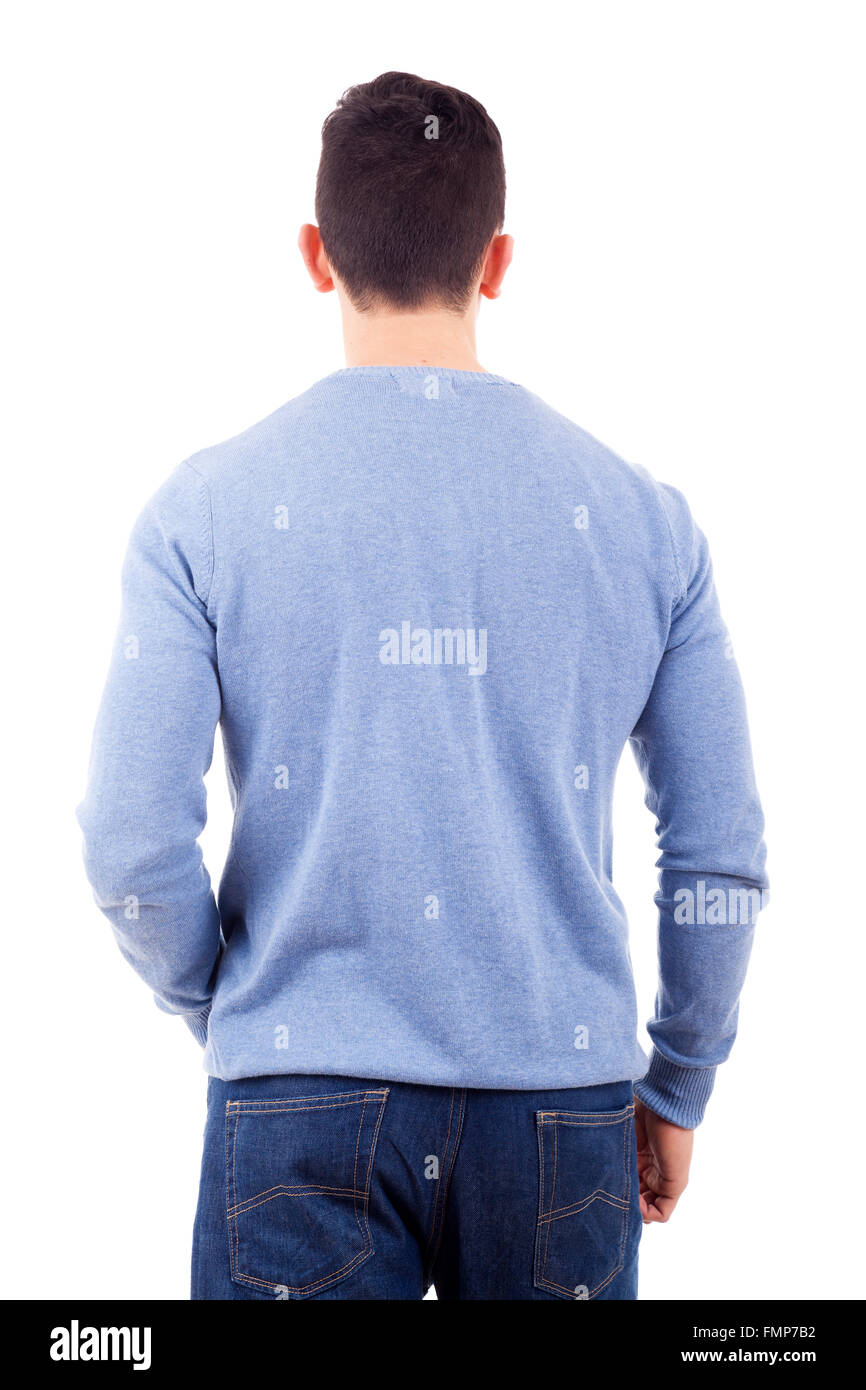 Young casual man from back, isolated on white Stock Photo - Alamy