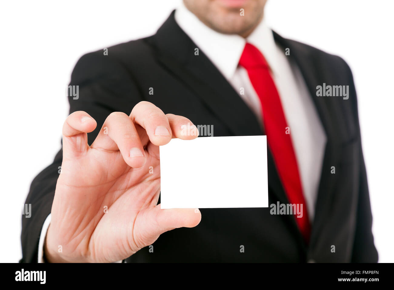 business man in suit showing his business card Stock Photo - Alamy