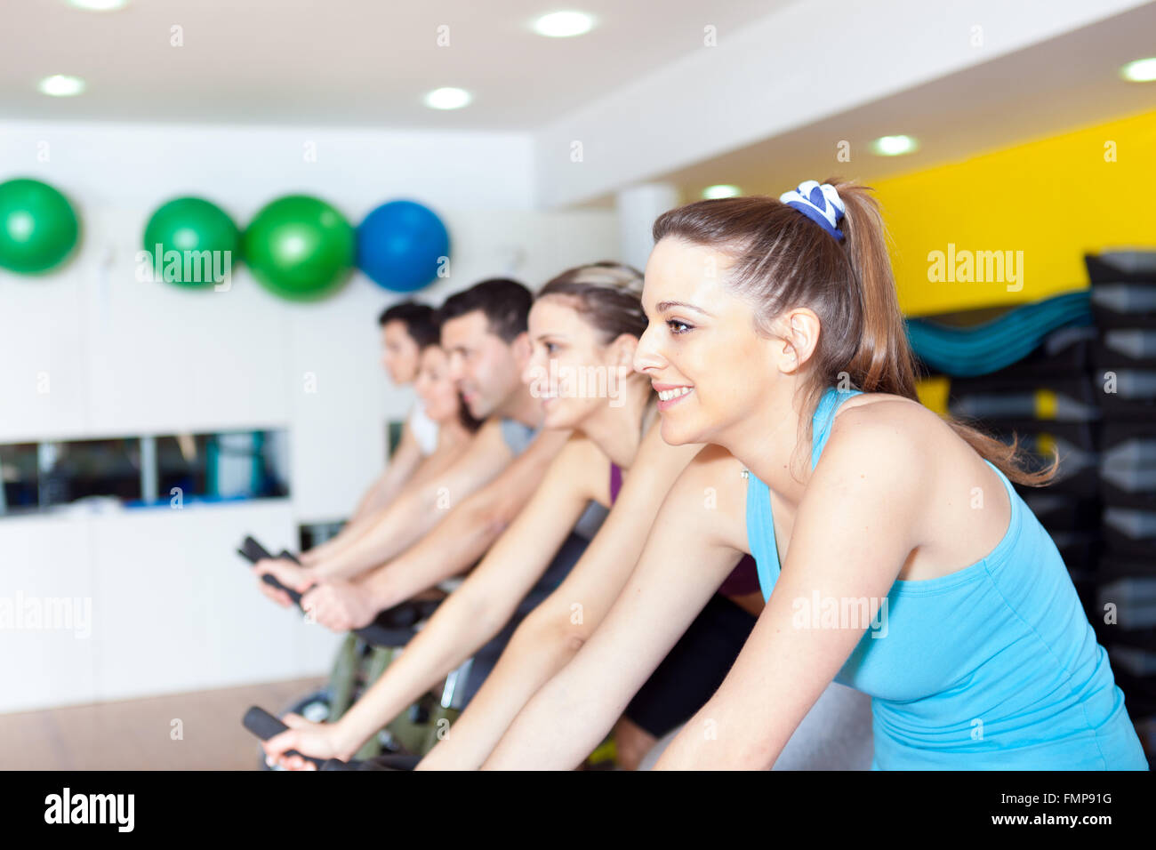 Group of people in the gym doing cardio training Stock Photo - Alamy
