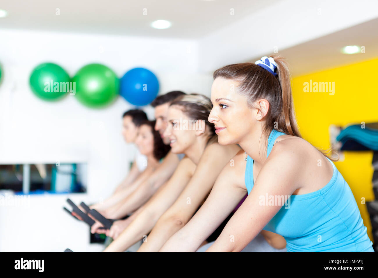 Group of people in the gym doing cardio training Stock Photo - Alamy