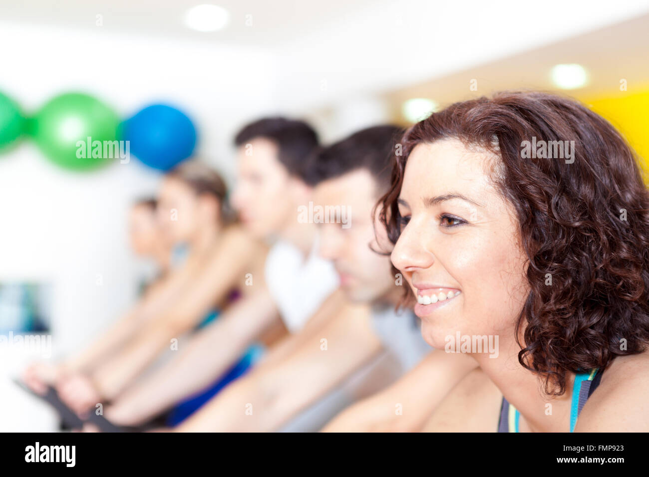 Group of people in the gym doing cardio training Stock Photo - Alamy