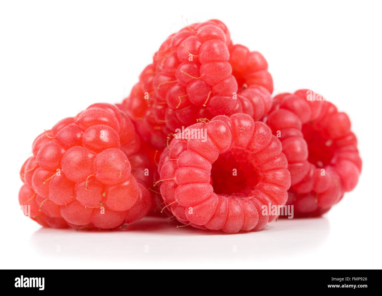 ripe red raspberry on white Stock Photo - Alamy