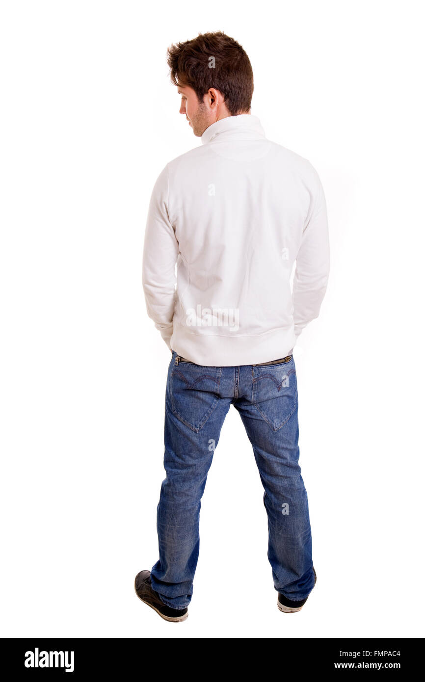 Young man from back, isolated on white Stock Photo - Alamy