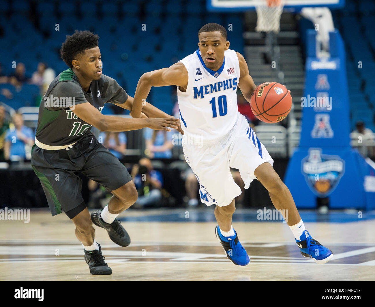 Orlando, FL, USA. 12th Mar, 2016. Memphis guard Jeremiah Martin (10 ...