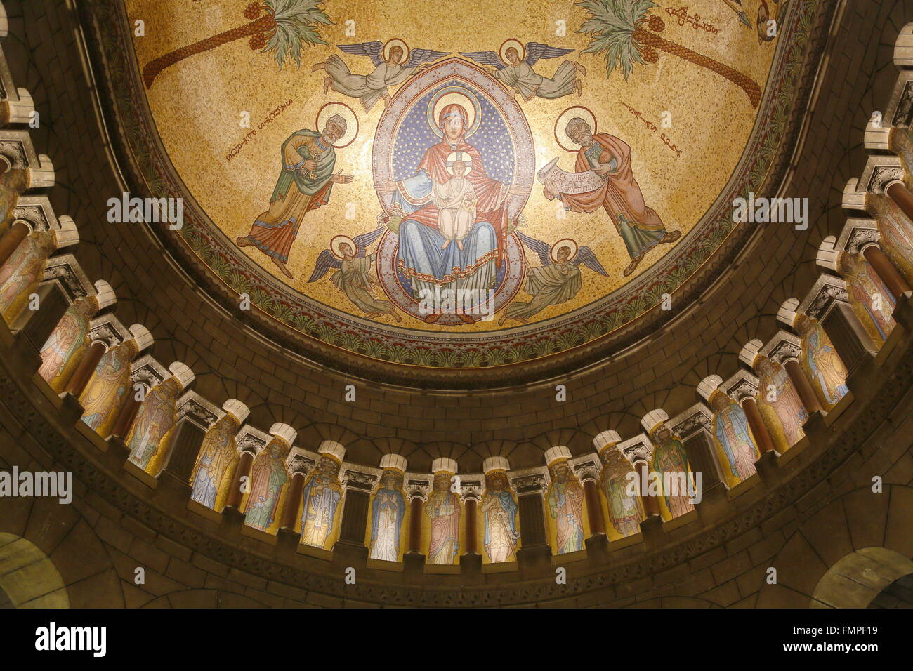 Neo-Romanesque Notre-Dame-Immaculée, mosaic in the apse, Monaco Stock ...