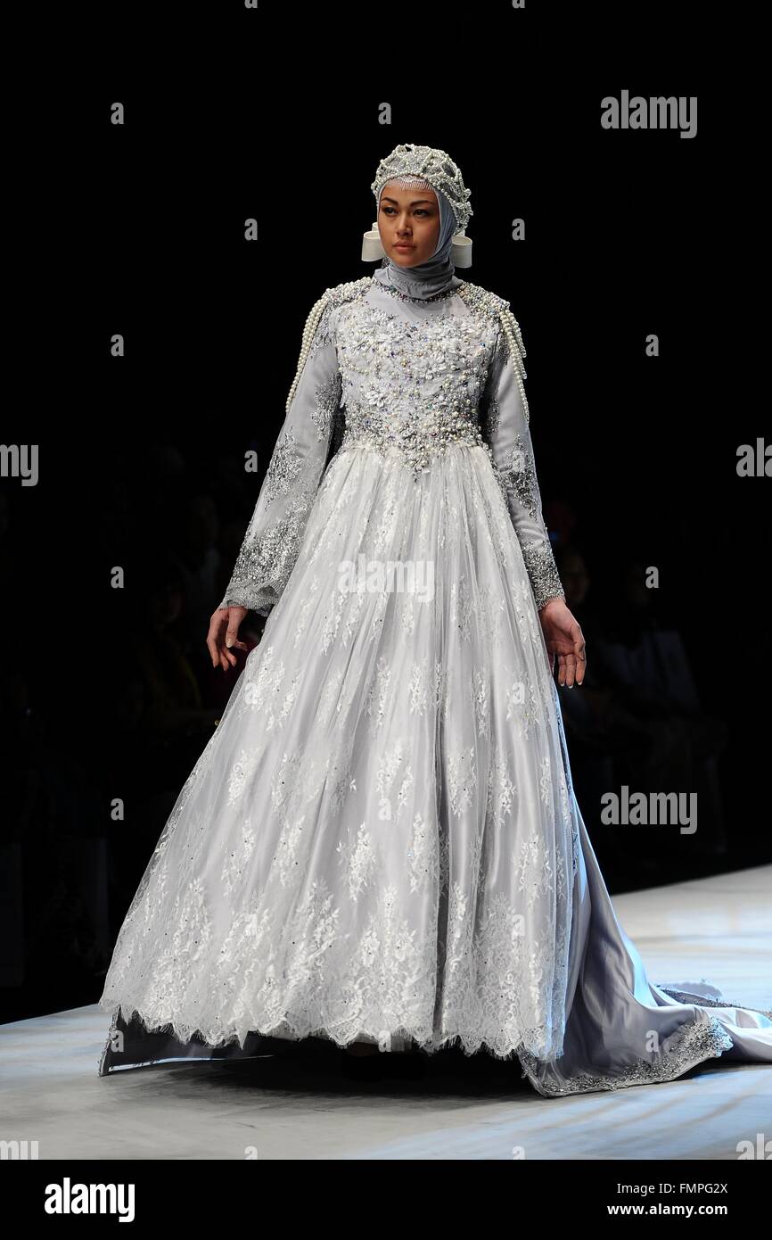 Jakarta, Indonesia. 12th Mar, 2016. A model showcases designs by ...