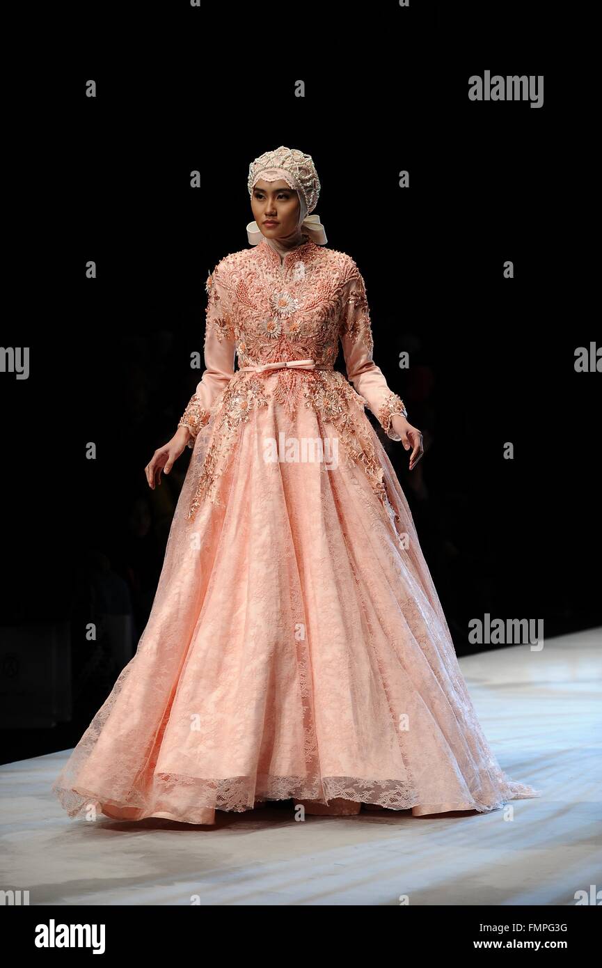 Jakarta, Indonesia. 12th Mar, 2016. A model showcases designs by ...