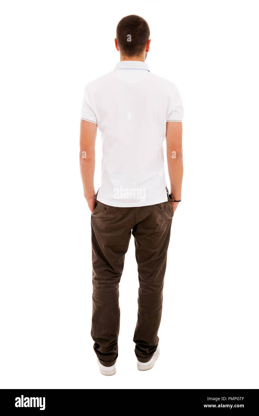 Young man from back, isolated on white Stock Photo - Alamy