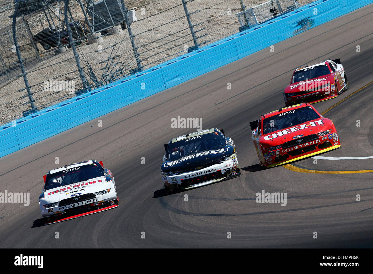 Avondale, AZ, USA. 12th Mar, 2016. Darrell Wallace Jr (6) battles for ...