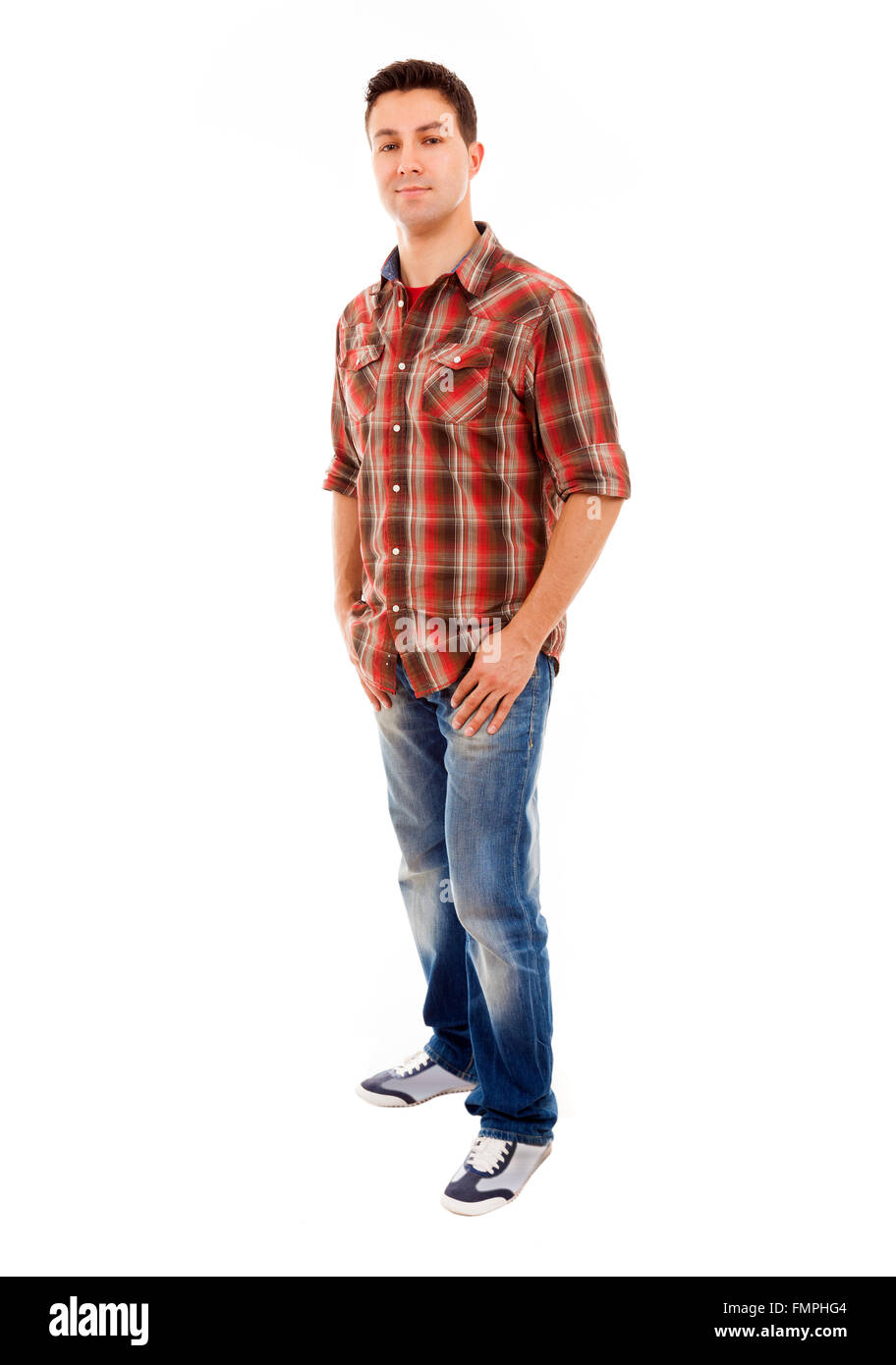 young casual man full body in a white background Stock Photo - Alamy