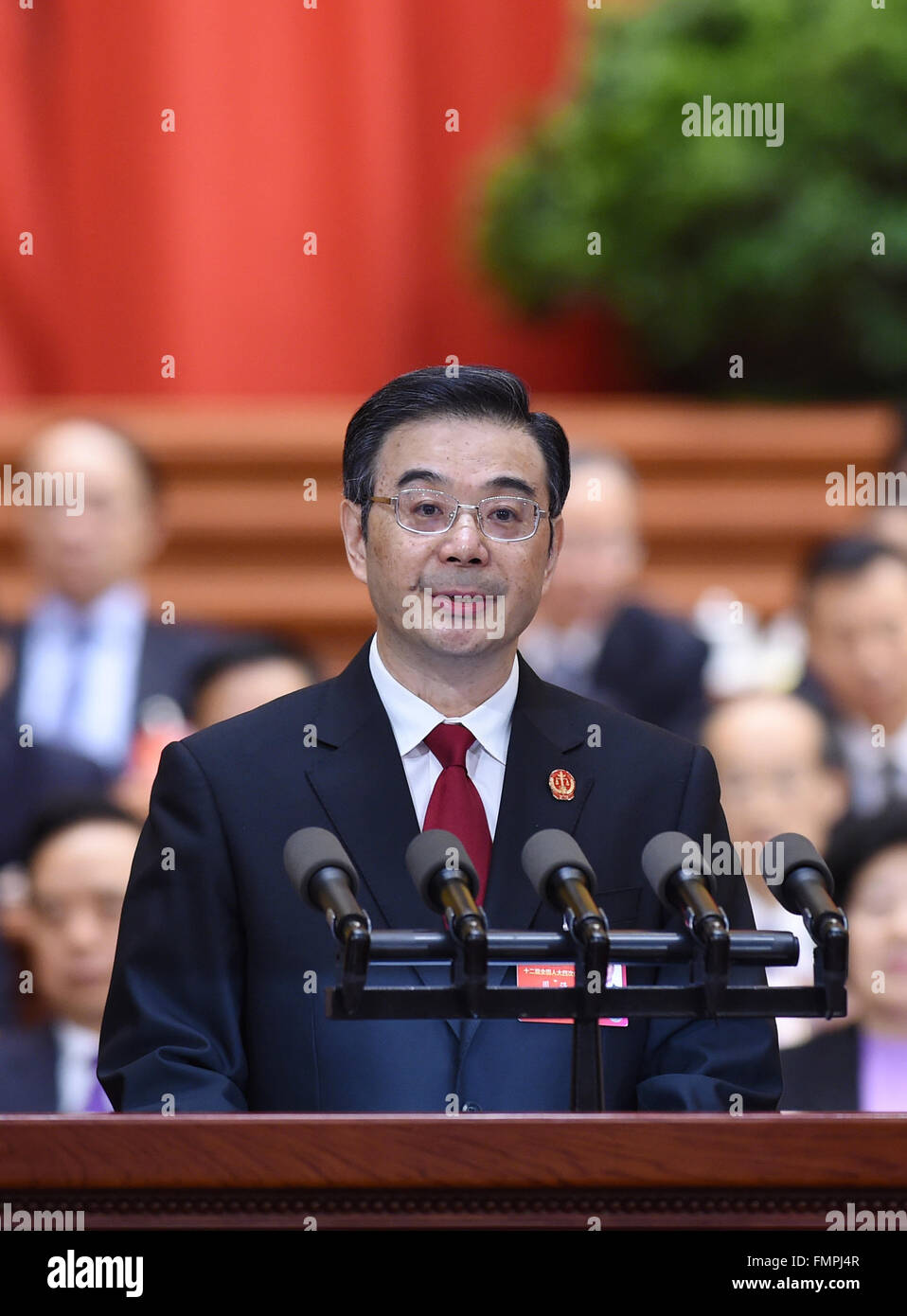 Beijing, China. 13th Mar, 2016. Zhou Qiang, president of the Supreme ...