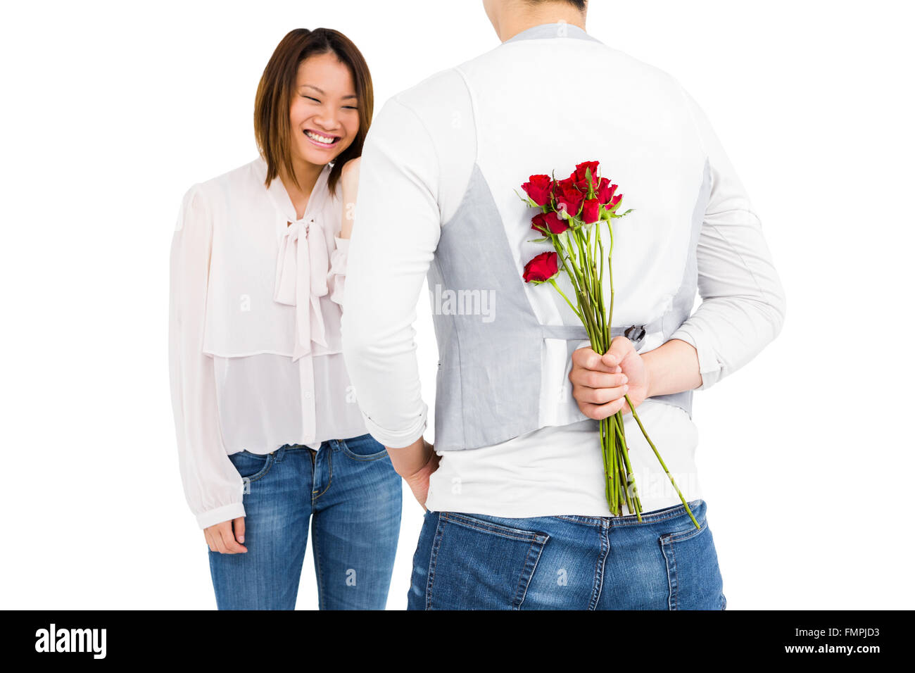 Man holding roses behind back hi-res stock photography and images - Alamy