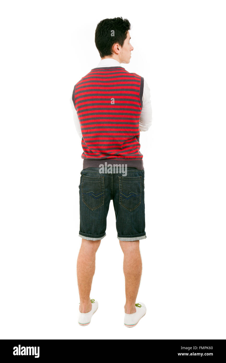 Young casual man from back, isolated on white Stock Photo - Alamy