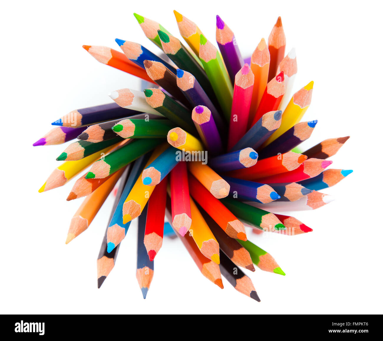 stack of colored pencils on white background Stock Photo - Alamy