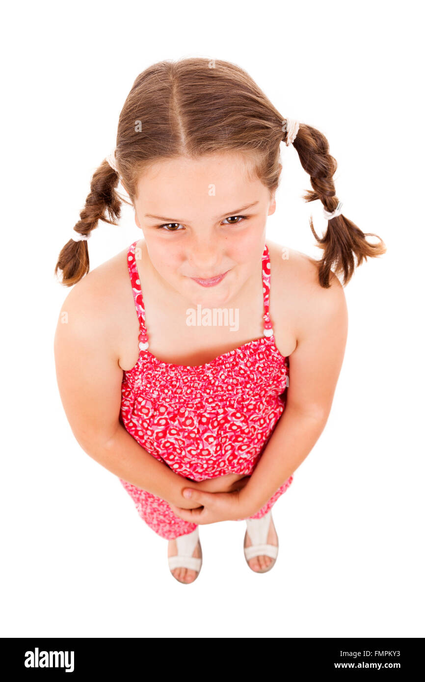 Full length portrait of a happy little girl on white background Stock ...